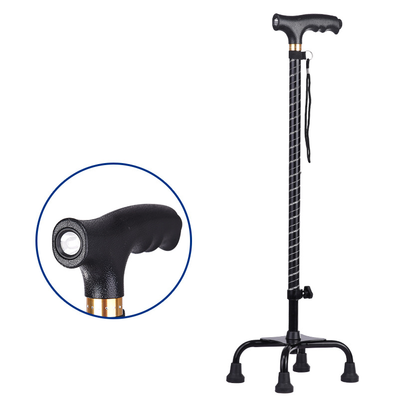 Four-Claw Aluminum Alloy Cane with Light, Adjustable Walking Stick ...